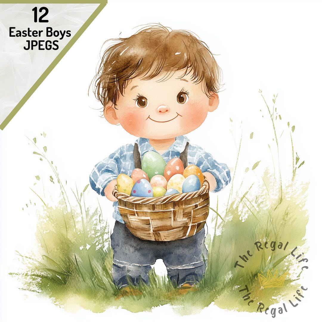 Easter Boy Clipart: Printable Easter Egg Images (digital Download) - Etsy