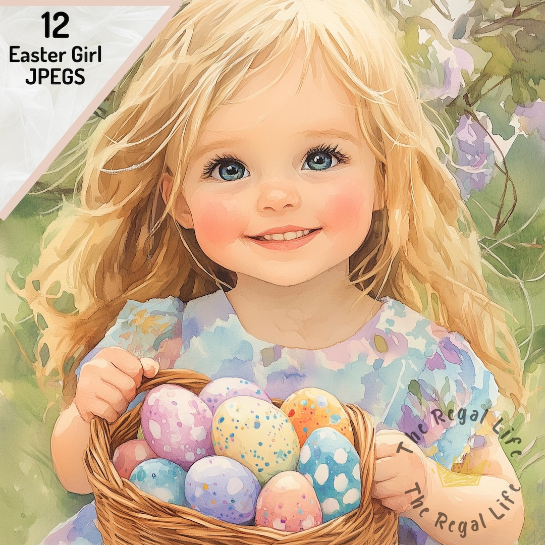 Easter Girl Clipart, Digital Printable Images, Junk Journal, Commercial ...