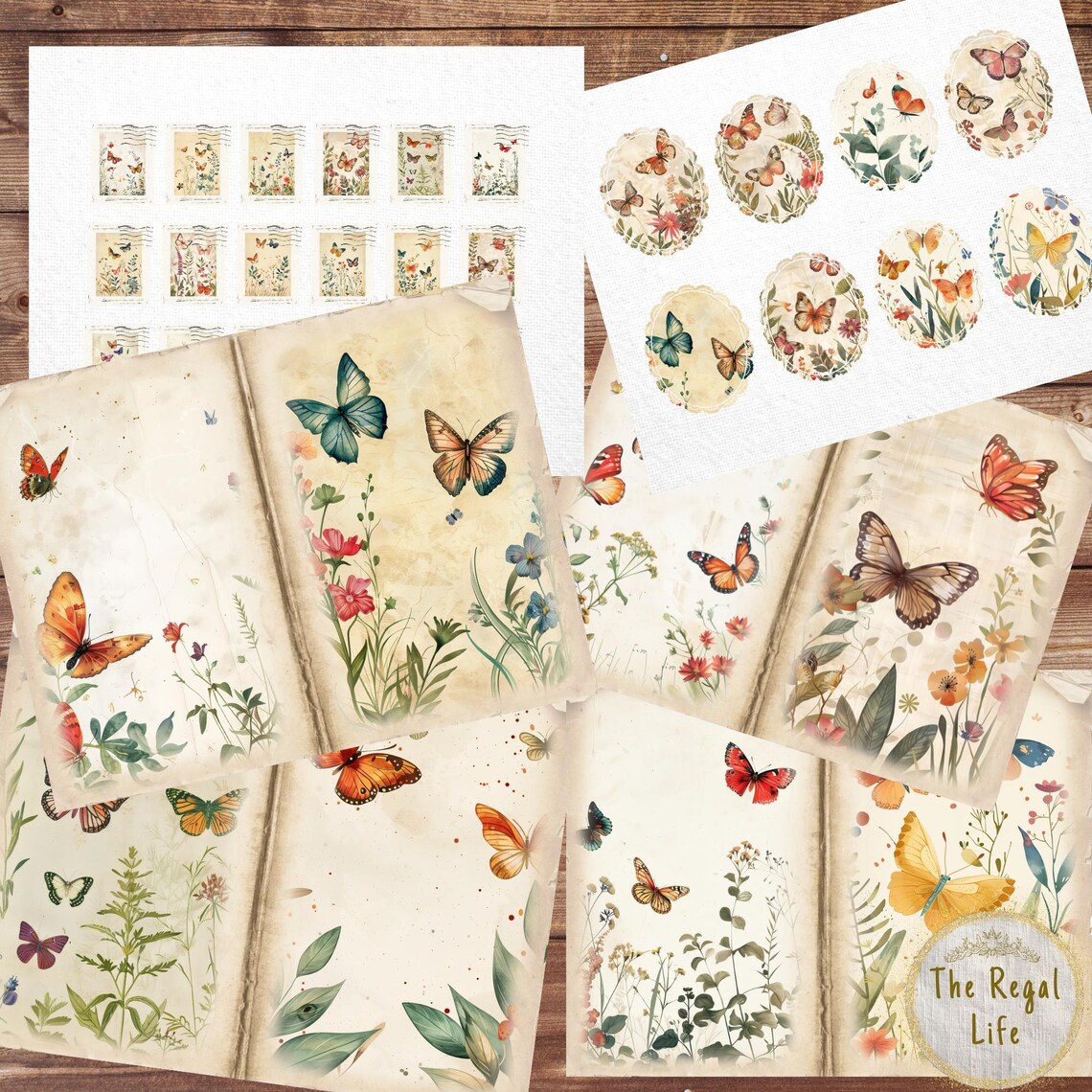 Butterfly Junk Journal Pages: Summer Wildflowers, Tags, Labels (digital ...