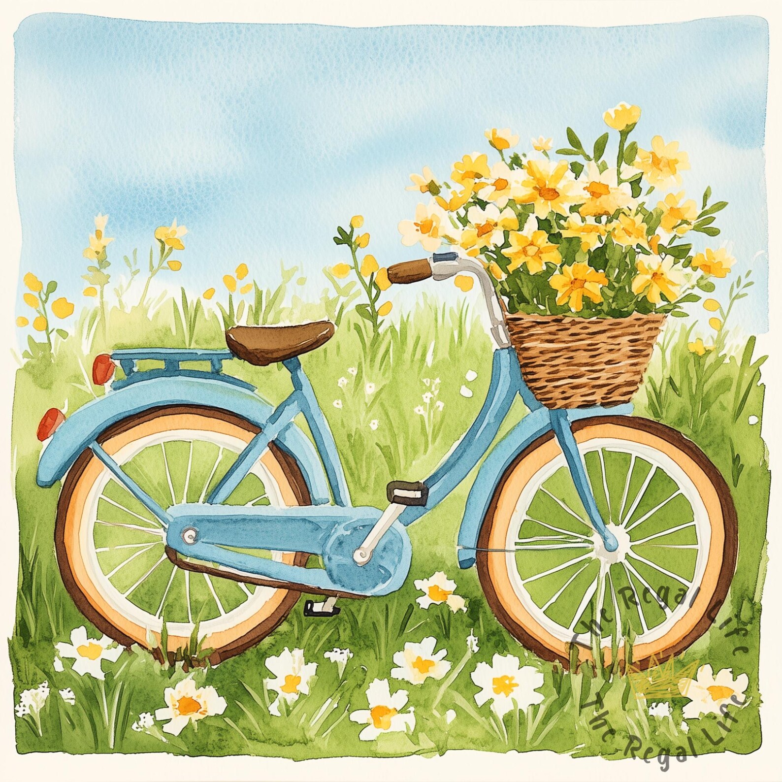 Watercolor Spring Bicycle Clipart: Vintage Bike Jpgs (digital Download ...