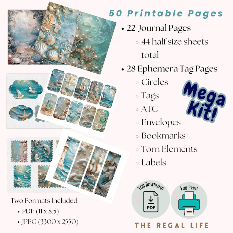 Coastal Beach Junk Journal Ephemera, Seaside, Ocean, Vacation, Beach ...