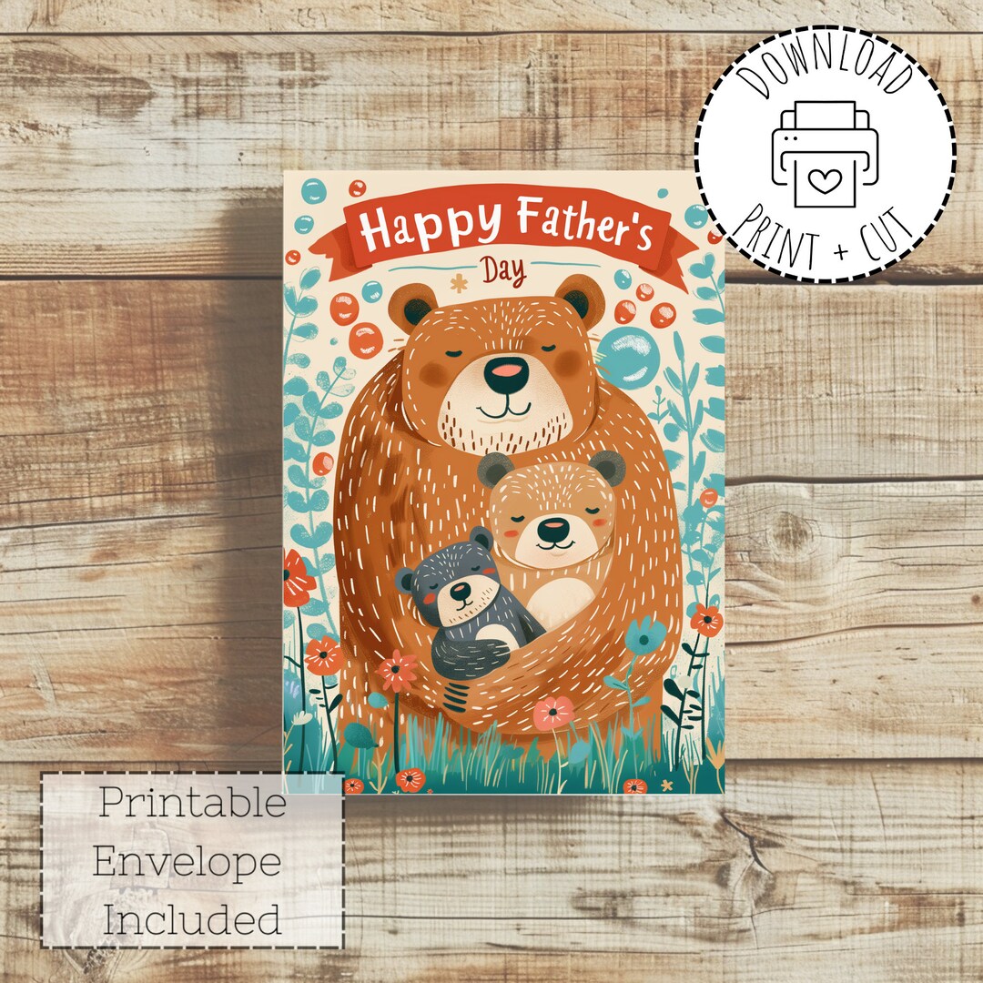 Father's Day Bear Card, Printable Greeting Card (digital Download) - Etsy