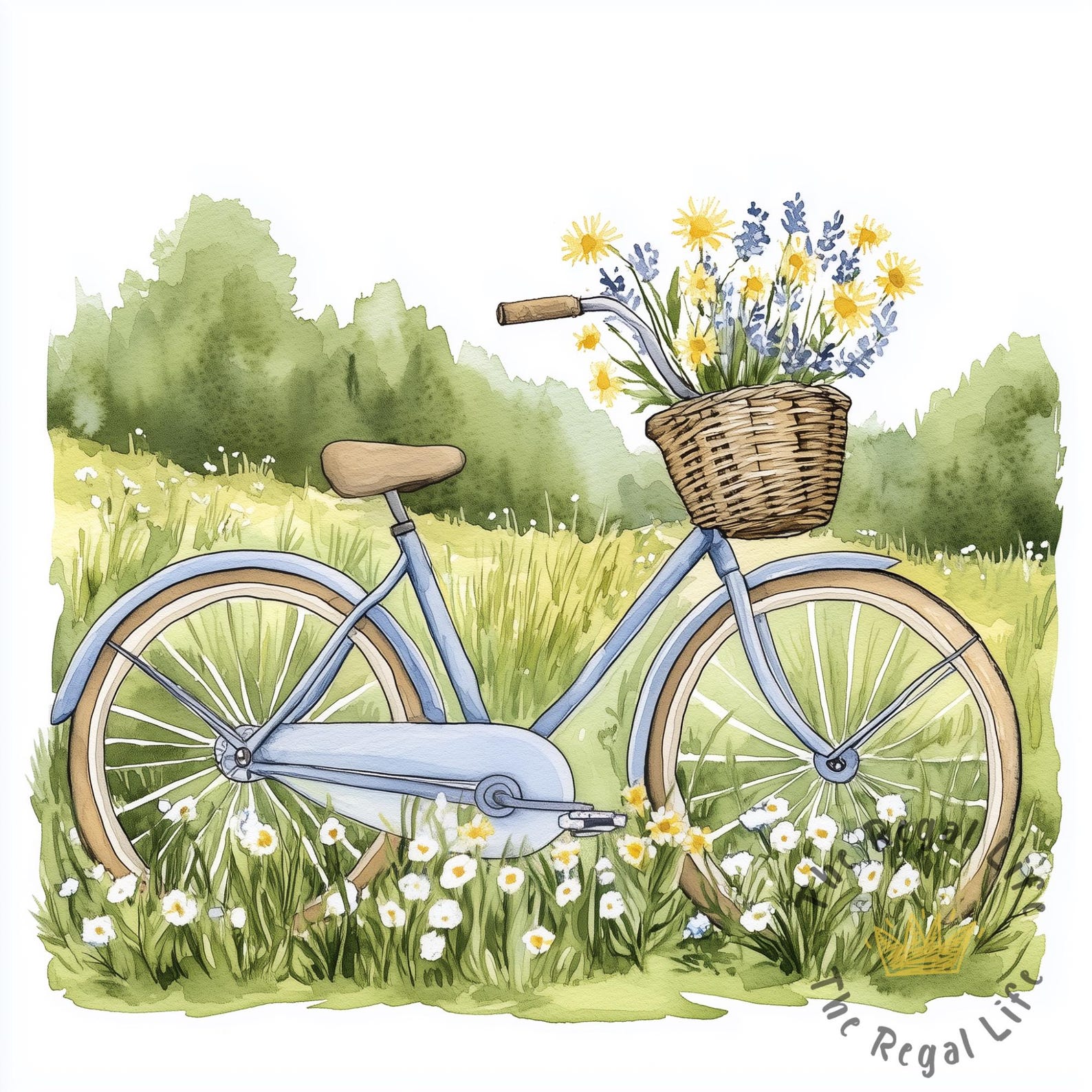 Watercolor Spring Bicycle Clipart: Vintage Bike Jpgs (digital Download ...