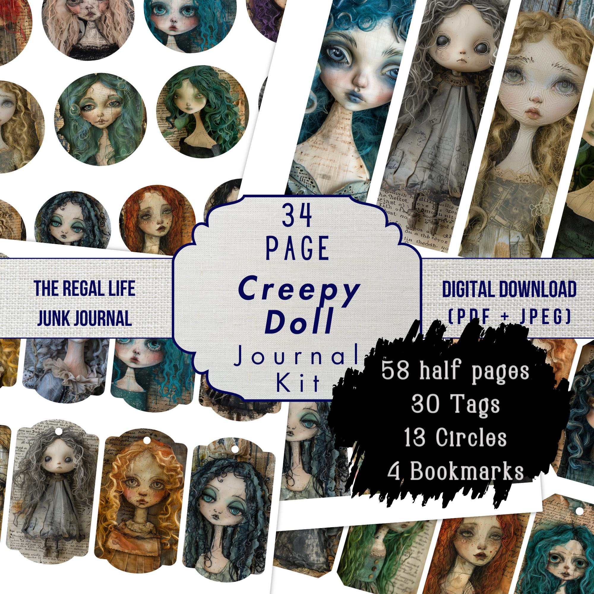Creepy Haunted Dolls Printable Paper, Spooky Dolls Illustrations ...