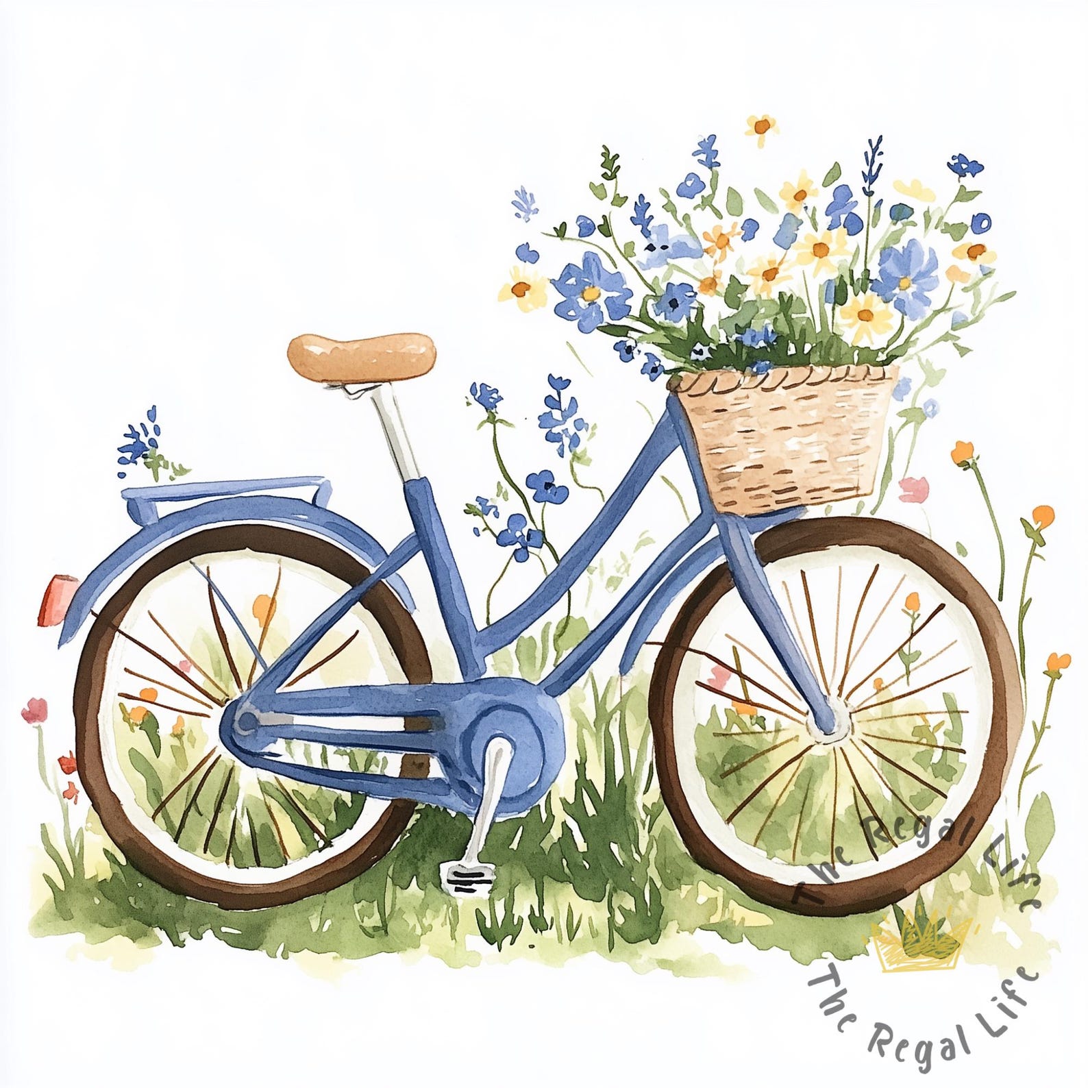 Watercolor Spring Bicycle Clipart: Vintage Bike Jpgs (digital Download ...
