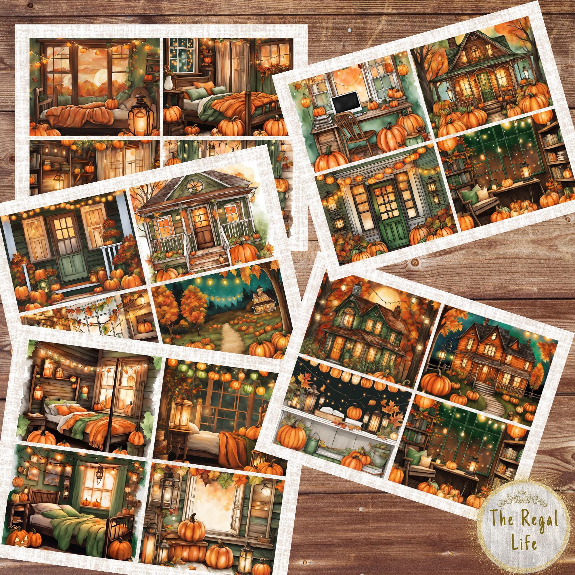 Printable Junk Journal Paper, Twinkle Lights Fall Pages, Cozy Autumn ...