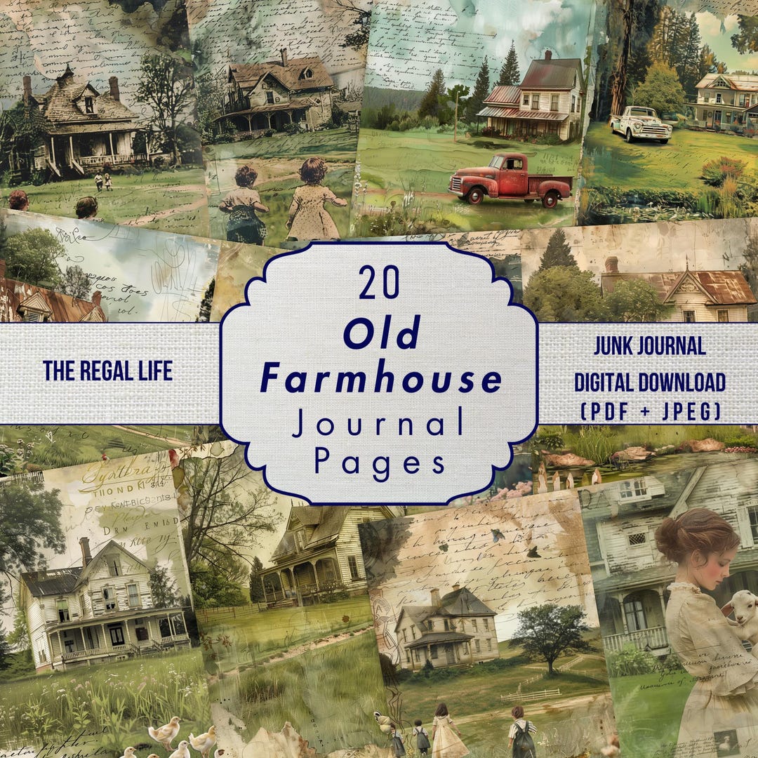 Old Country Farmhouse Junk Journal Pages, Rustic Paper With Old ...