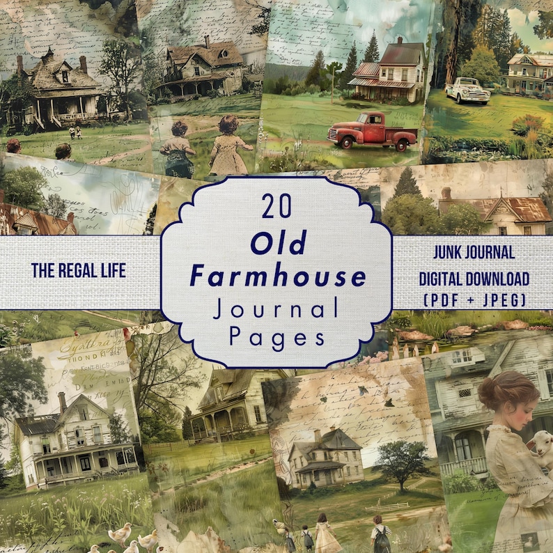 Old Country Farmhouse Junk Journal Pages, Rustic Paper With Old ...