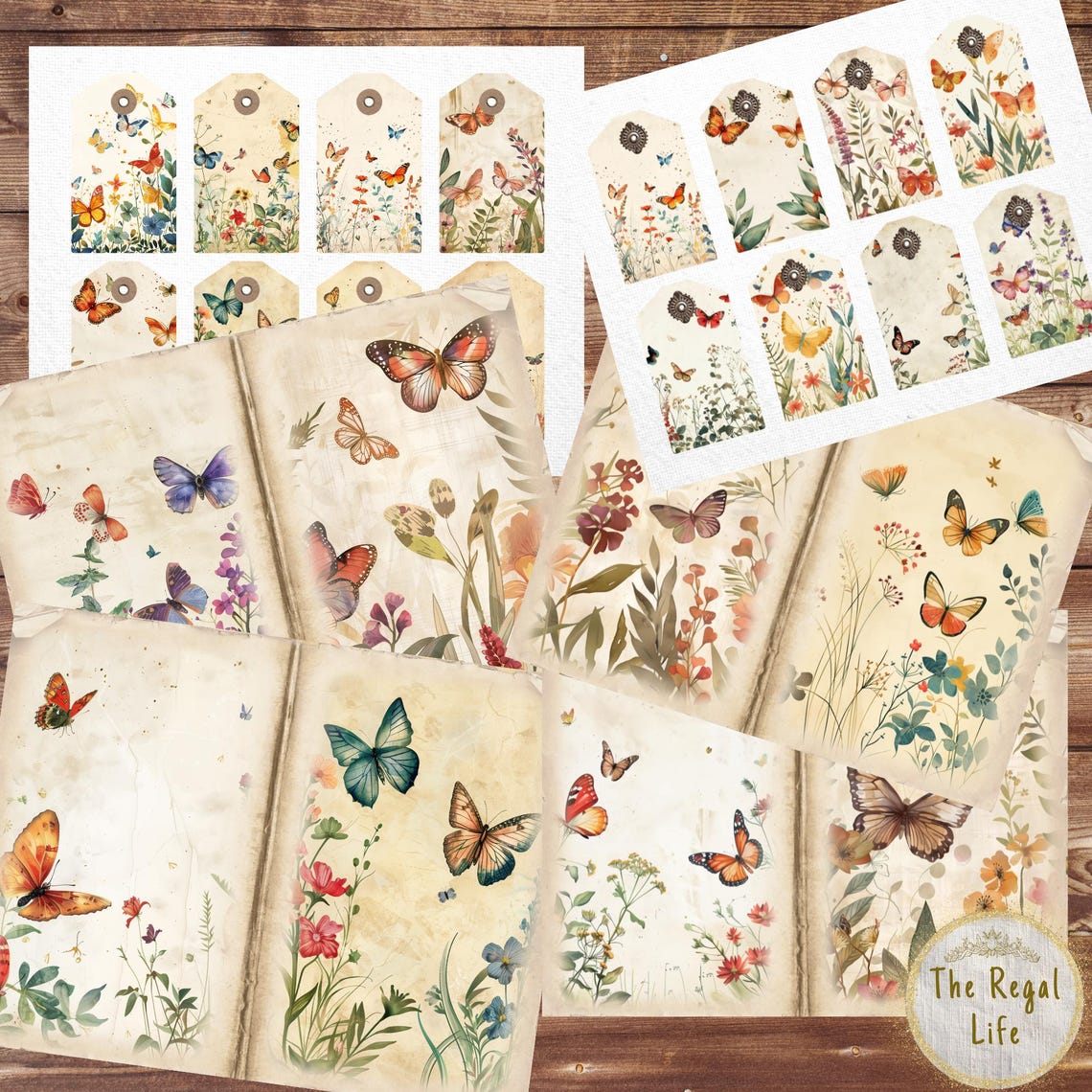 Butterfly Junk Journal Pages: Summer Wildflowers, Tags, Labels (digital ...