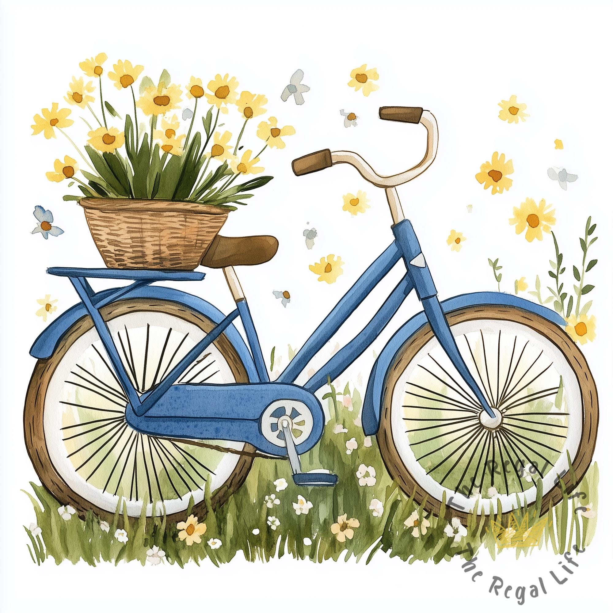 Watercolor Spring Bicycle Clipart: Vintage Bike Jpgs (digital Download ...