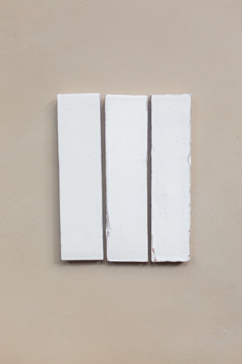 White Moroccan Tile | Zellige Wall Tile | 2 X 8 Rectangle Tile | Mosaic ...