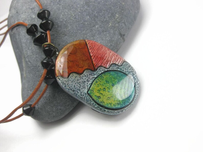 Geometric Abstract Art Necklace, Unique Handmade Pendant, Time Capsule ...