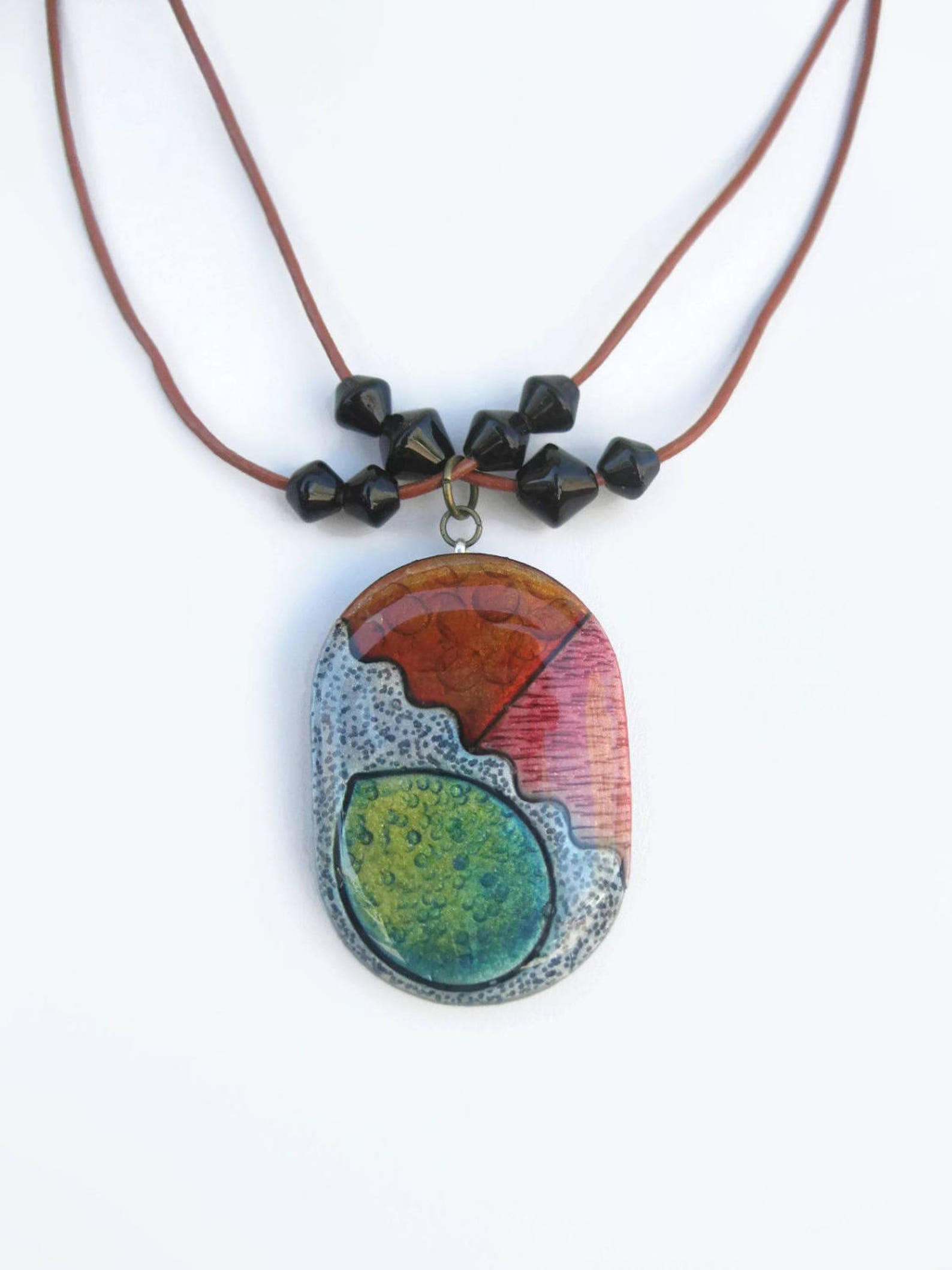 Geometric Abstract Art Necklace, Unique Handmade Pendant, Time Capsule ...