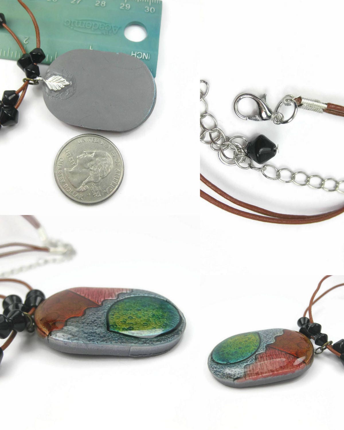 Geometric Abstract Art Necklace, Unique Handmade Pendant, Time Capsule ...