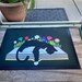 Floral Tuxedo Cat Slim Door Mat. Rubber Backed Non Slip Mat. Machine ...
