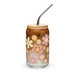 Retro Flowers Can-shaped Glass With Lid and Straw - Etsy