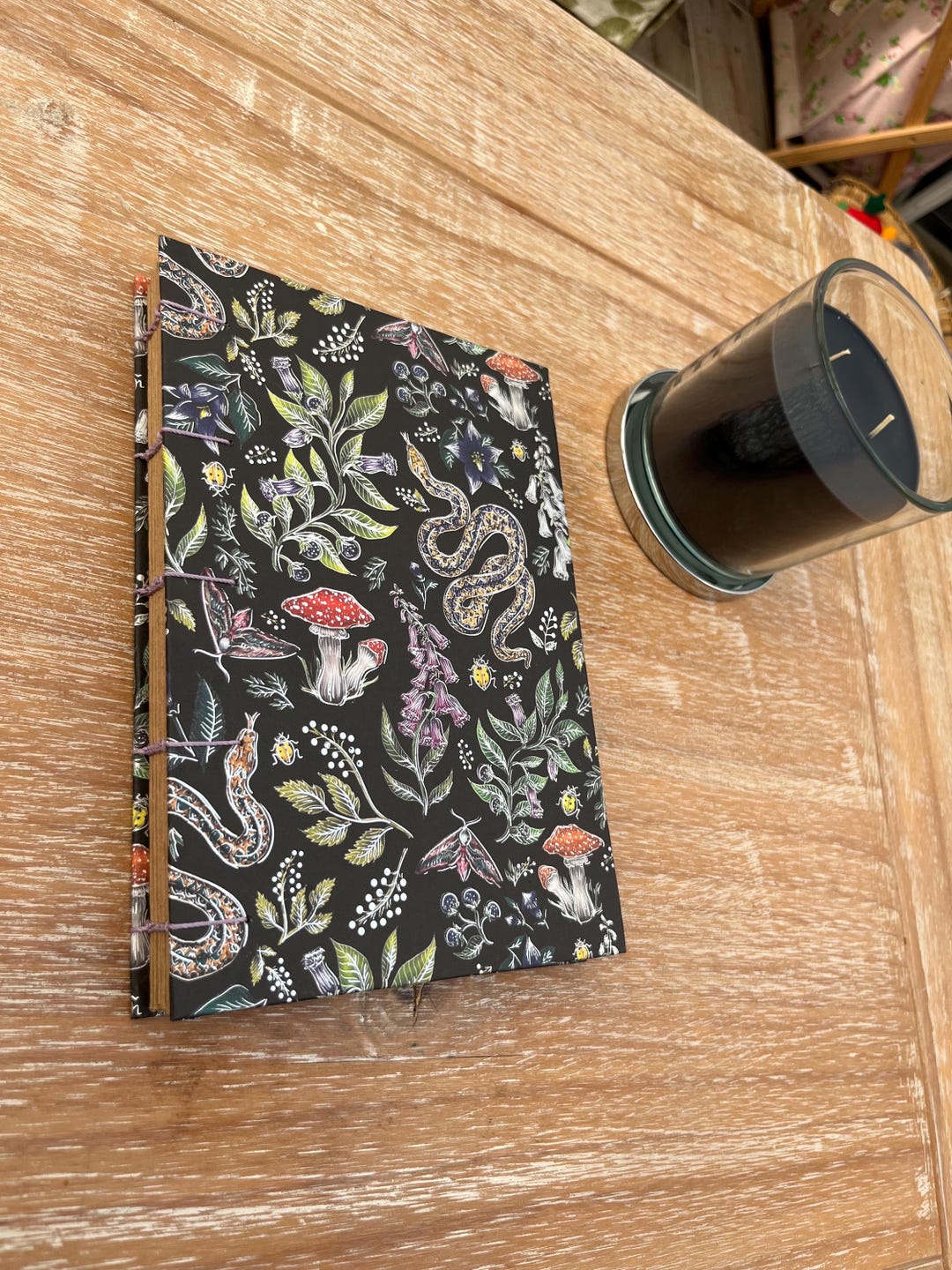 Witchy Goblincore A5/A4 Black Journal Handmade Coptic Stitched - Etsy