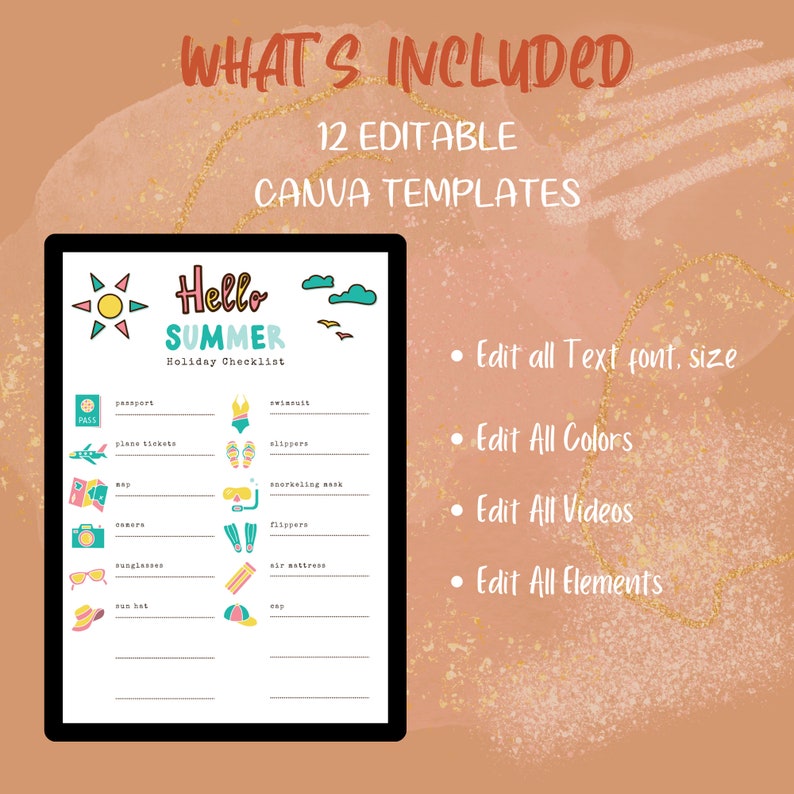 Summer Checklist Customizable and Editable for Children Toddler ...