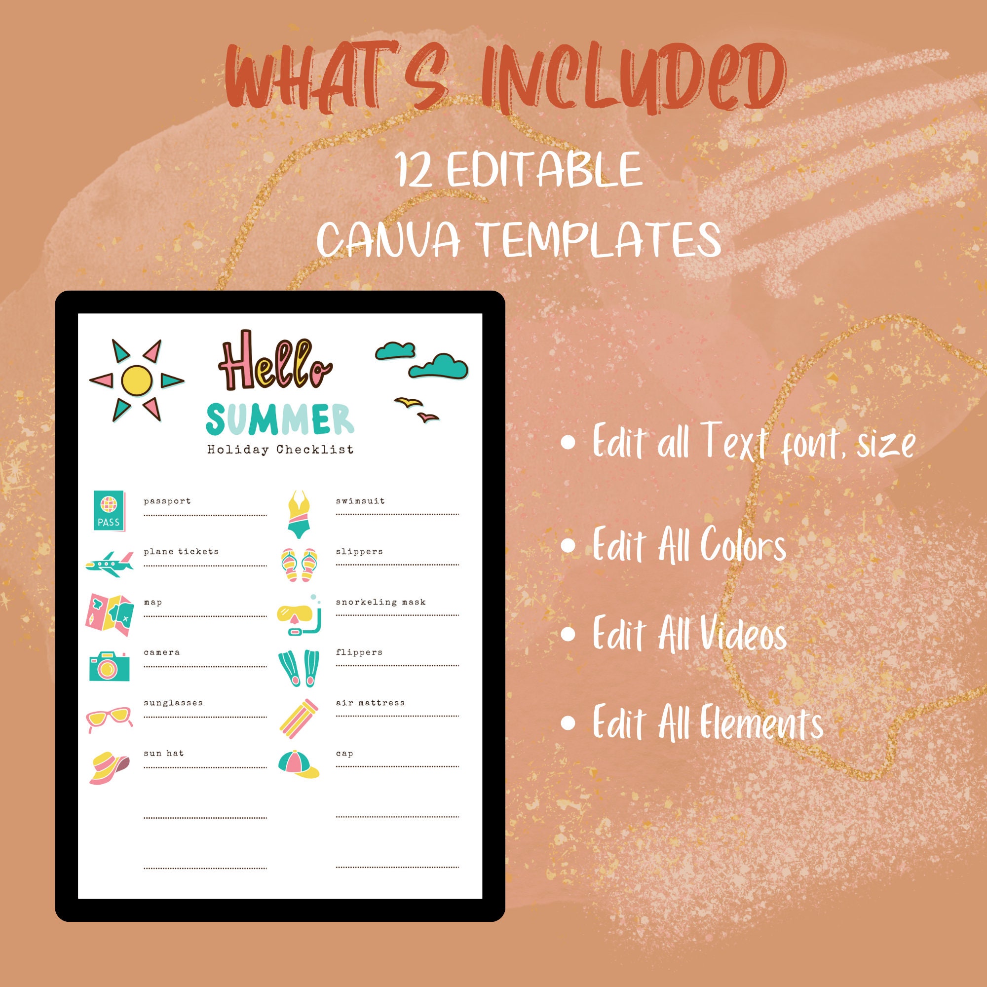 Summer Checklist Customizable and Editable for Children Toddler ...