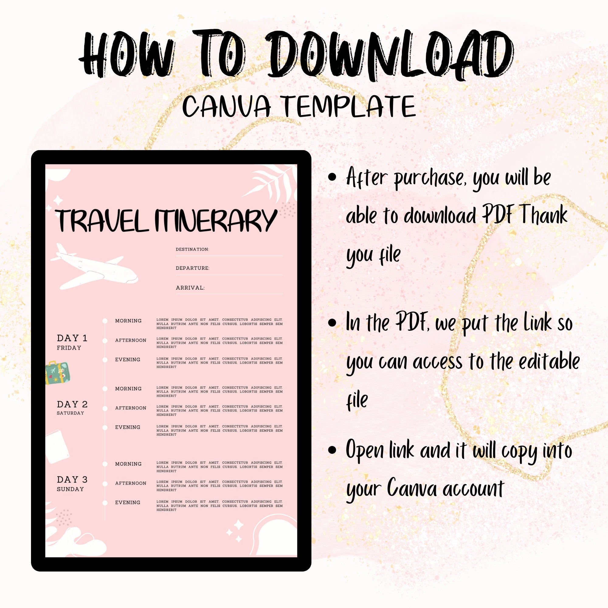 12 Editable Canva Travel Planner International for America Tourists ...