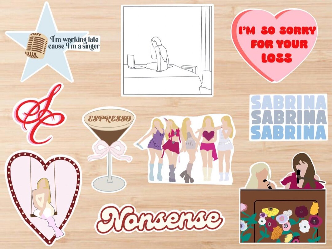 Sabrina Carpenter Themed Stickers: Pack of 10 Waterproof Homemade ...