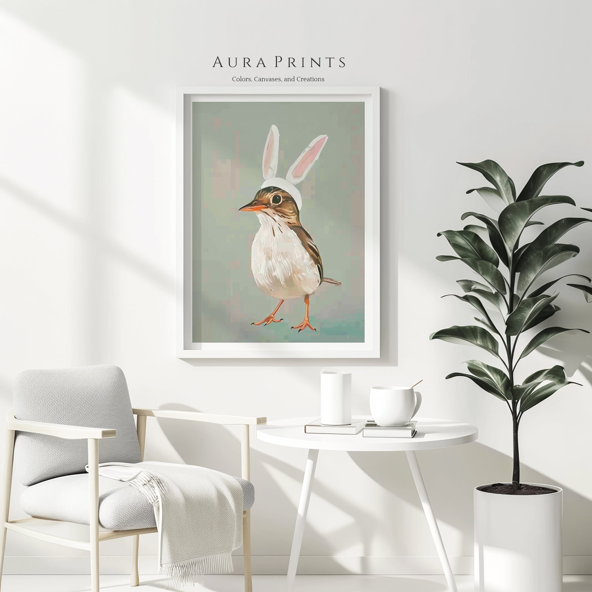 Printable Cute Easter Bird Vintage Digital Oil Art Wall Gift Painting ...