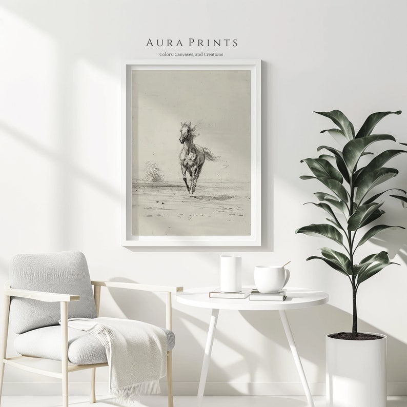Horse Sketch | Neutral Art | Vintage Line Art Wall Decor | PRINTABLE ...