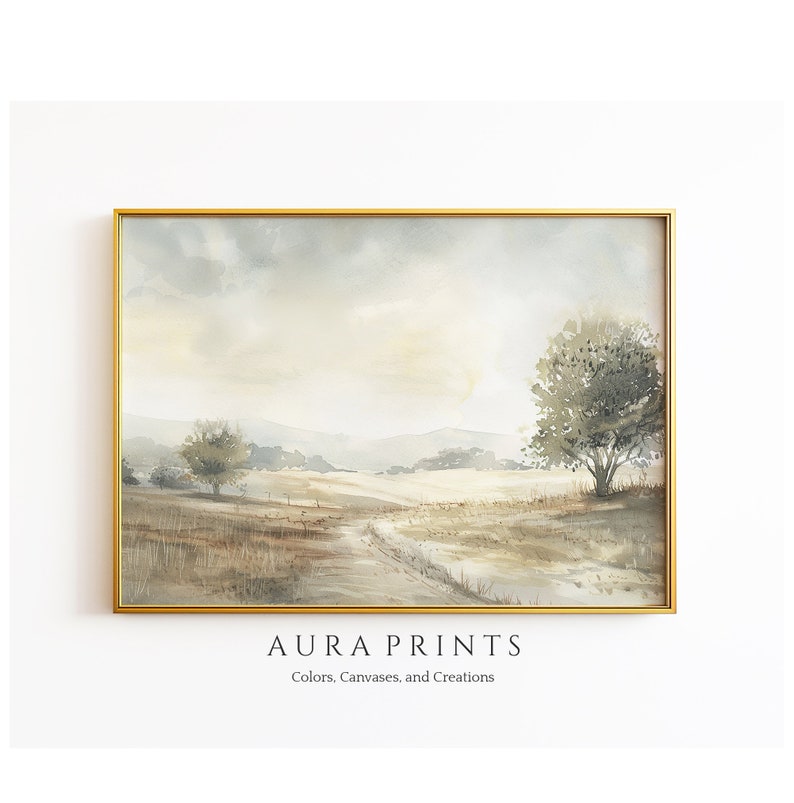 Soft Tone Watercolour Landscape | Digital Download | Vintage Wall Art ...