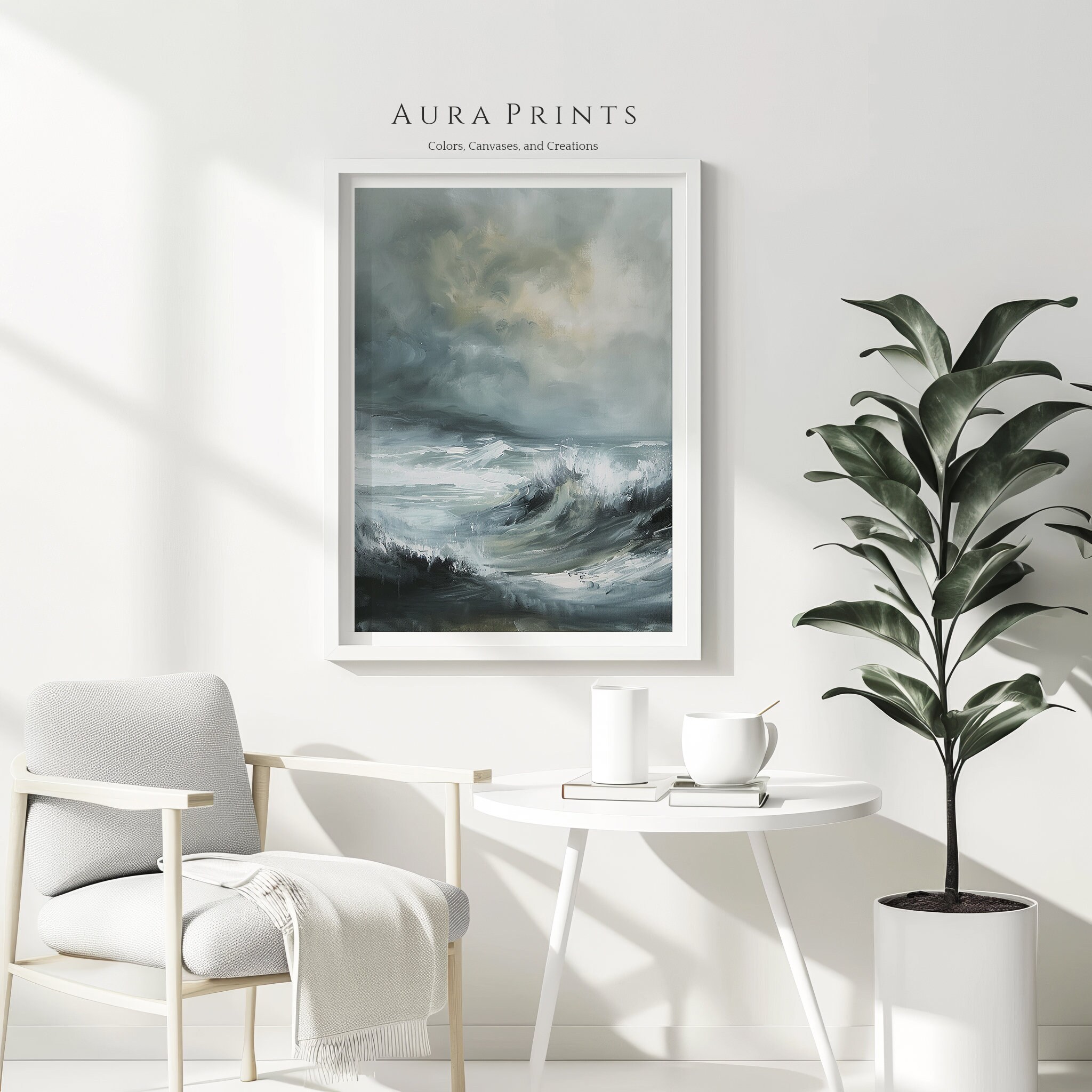 Stormy Ocean Waves PRINTABLE Digital Wall Art Vintage Seascape for ...