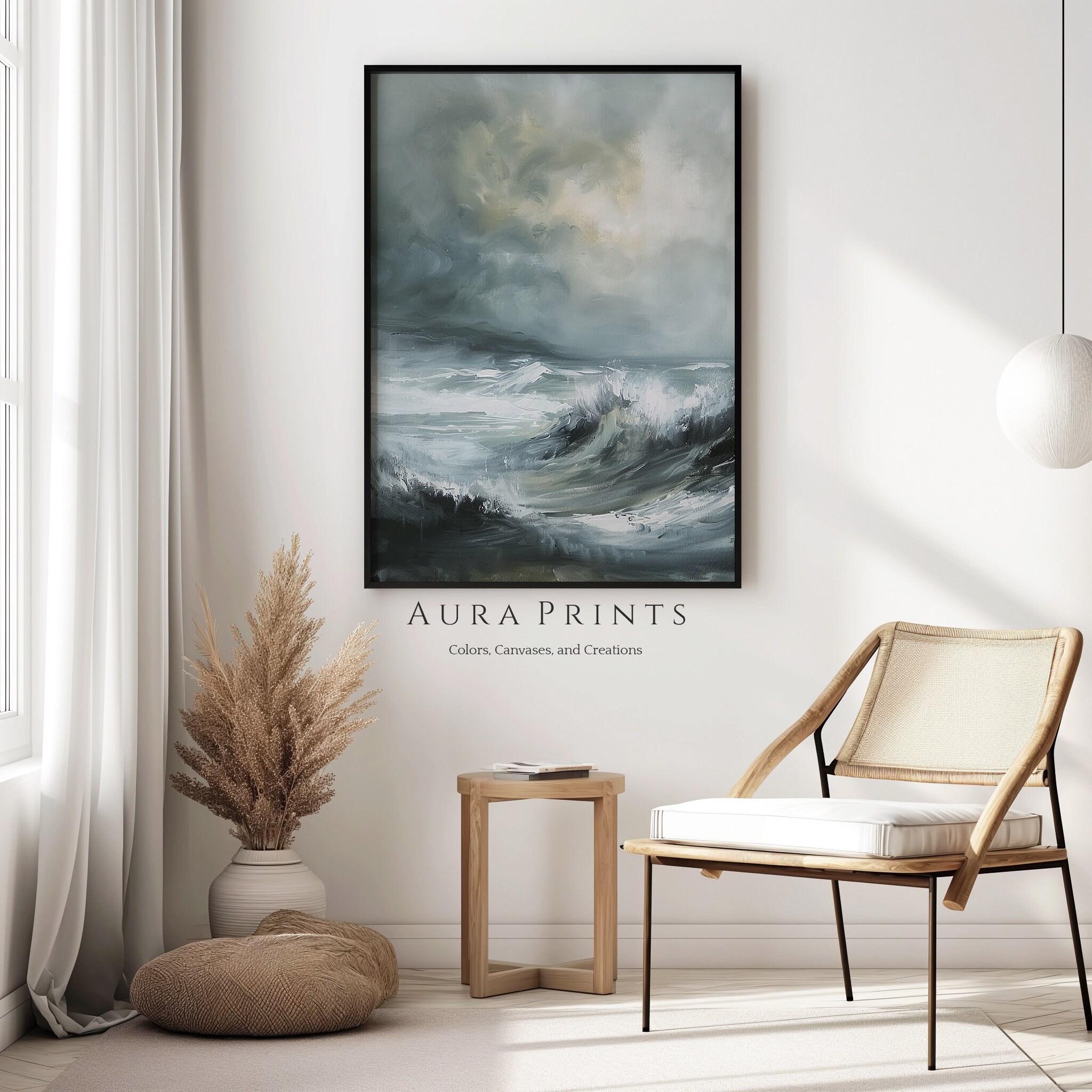 Stormy Ocean Waves PRINTABLE Digital Wall Art Vintage Seascape for ...