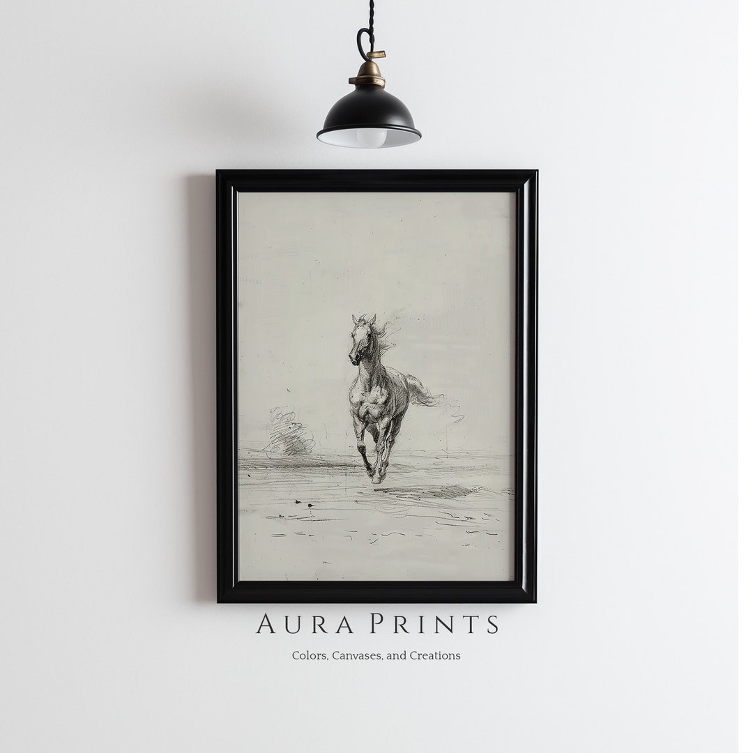 Horse Sketch | Neutral Art | Vintage Line Art Wall Decor | PRINTABLE ...