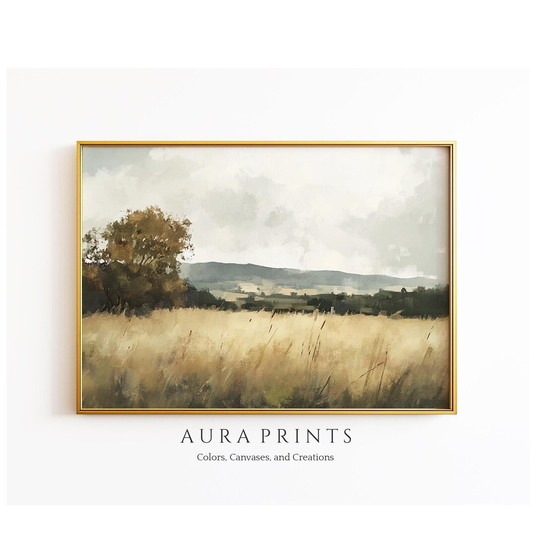 Vintage Romania Country Landscape Painting | Rustic Farm Wall Art ...