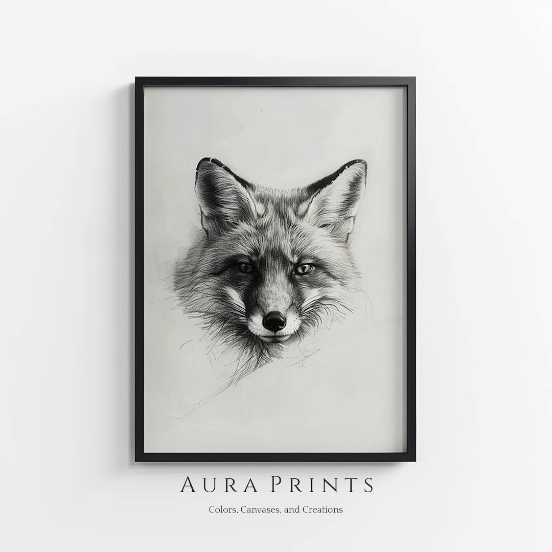 Gentle Fox Head Sketch | Nature Drawing | Vintage Wall Art | PRINTABLE ...