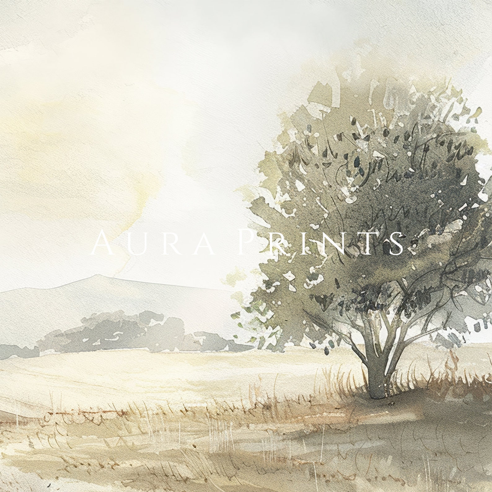 Soft Tone Watercolour Landscape | Digital Download | Vintage Wall Art ...