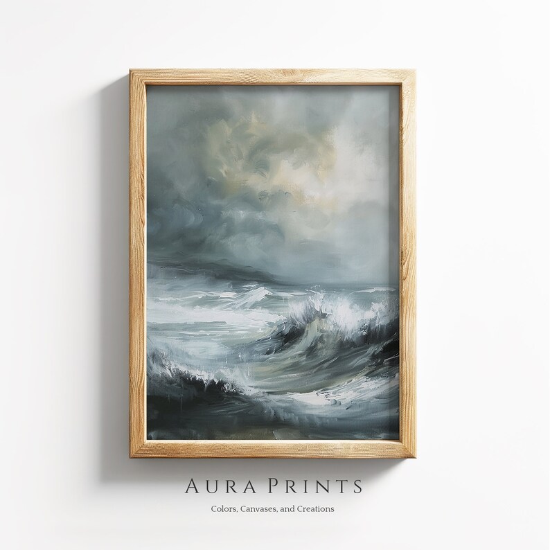 Stormy Ocean Waves PRINTABLE Digital Wall Art Vintage Seascape for ...