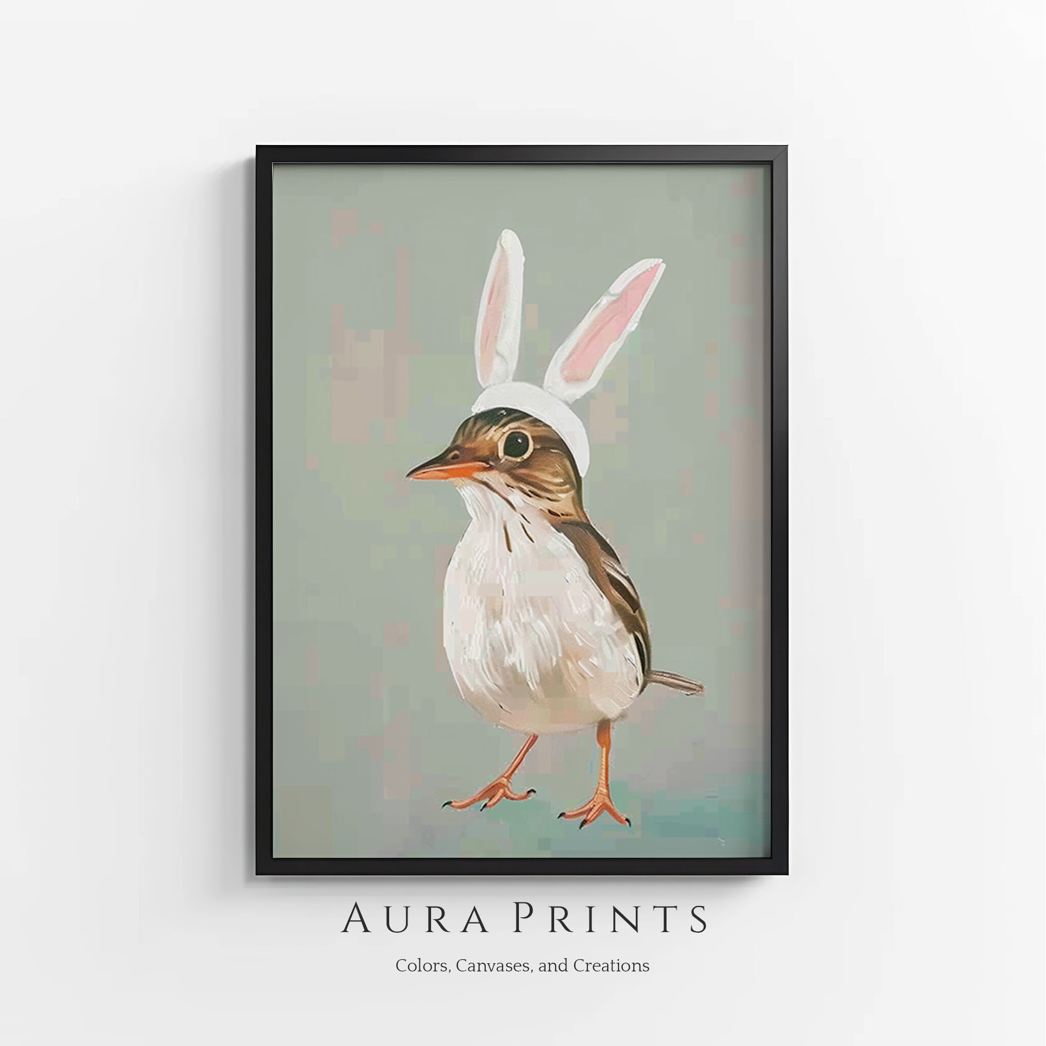 Printable Cute Easter Bird Vintage Digital Oil Art Wall Gift Painting ...