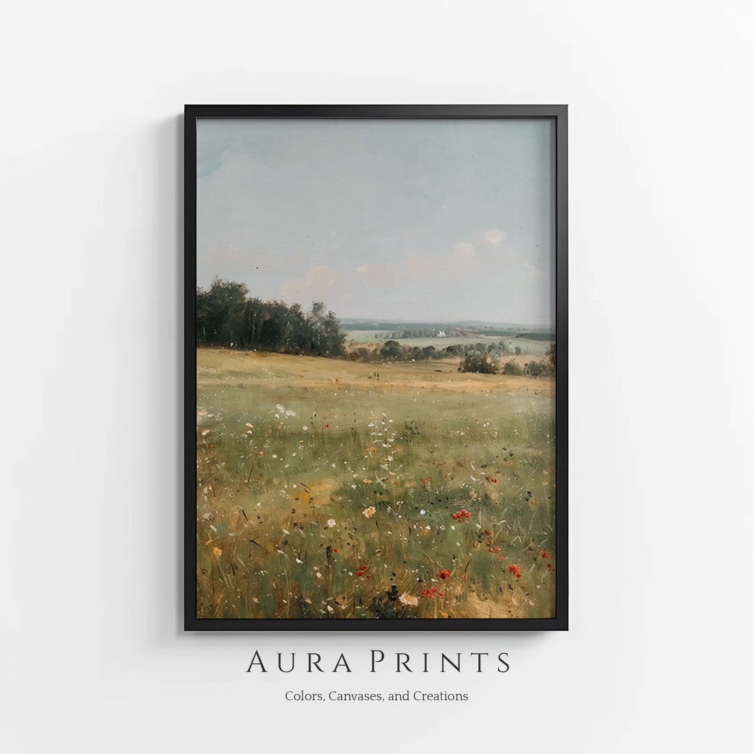 Wildflowers Panoramic Field Farmhouse Field Painting PRINTABLE Digital ...