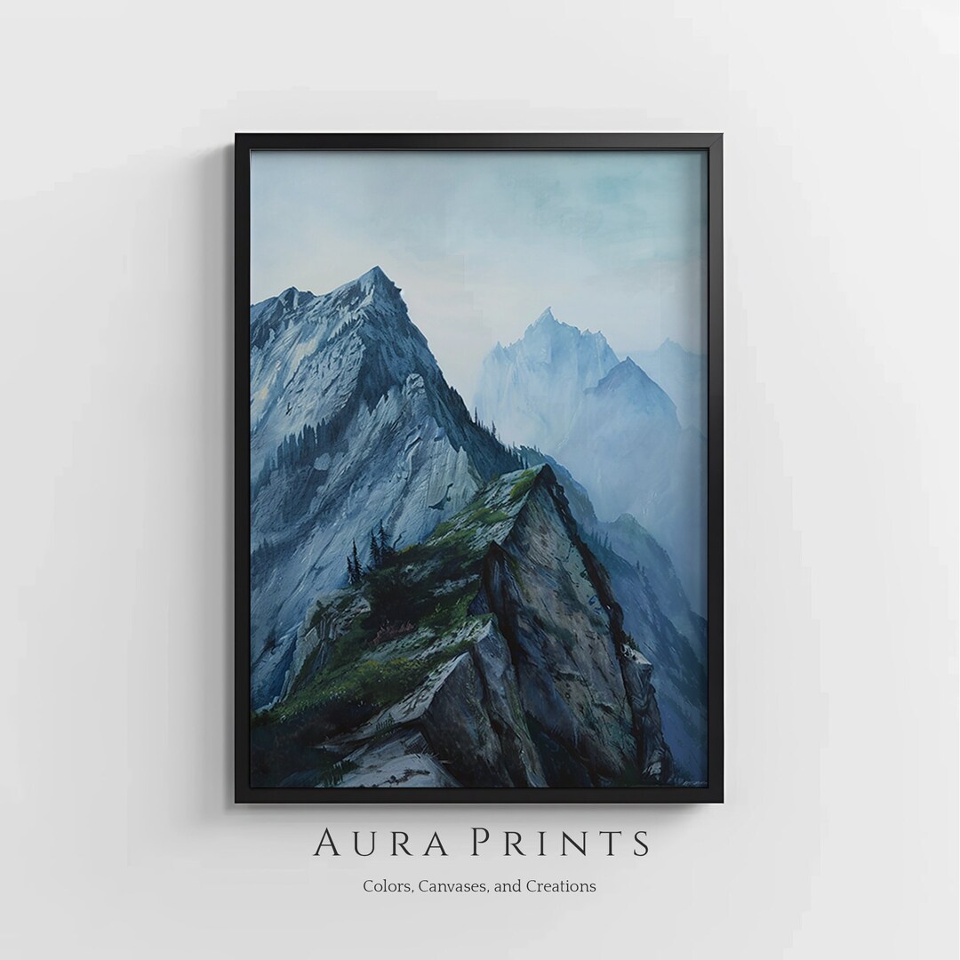Digital Summer Mountainscape Wall Art Printable Realistic Landscape ...
