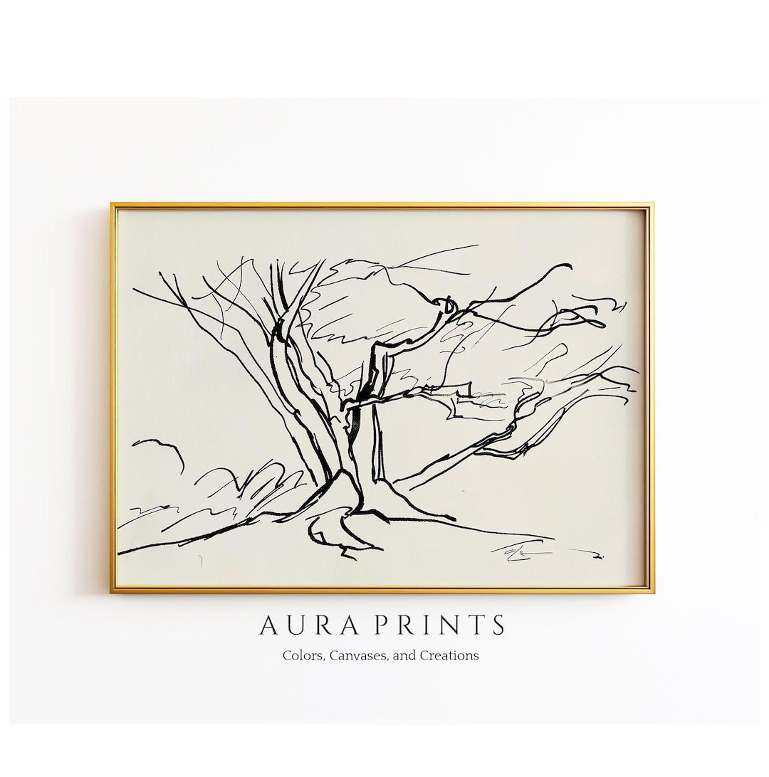 Antique Tree Line Art Sketch | Digital Download | Neutral Wall Decor ...