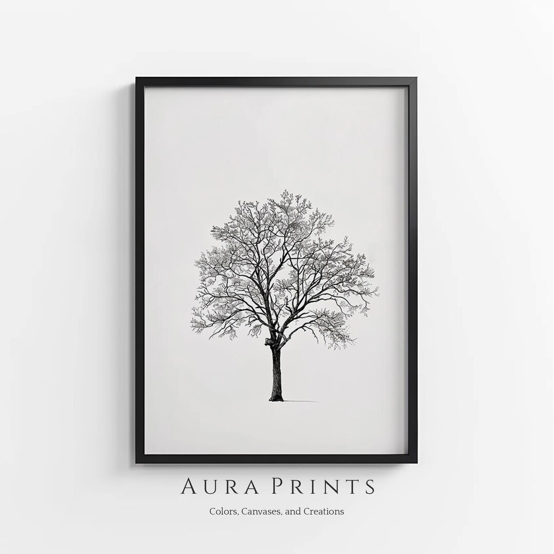 Oak Tree Pencil Sketch | Digital Download | Neutral Wall Decor ...