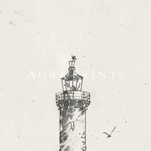 Lighthouse Sketch | Neutral Drawing | Vintage Nautical Wall Art ...