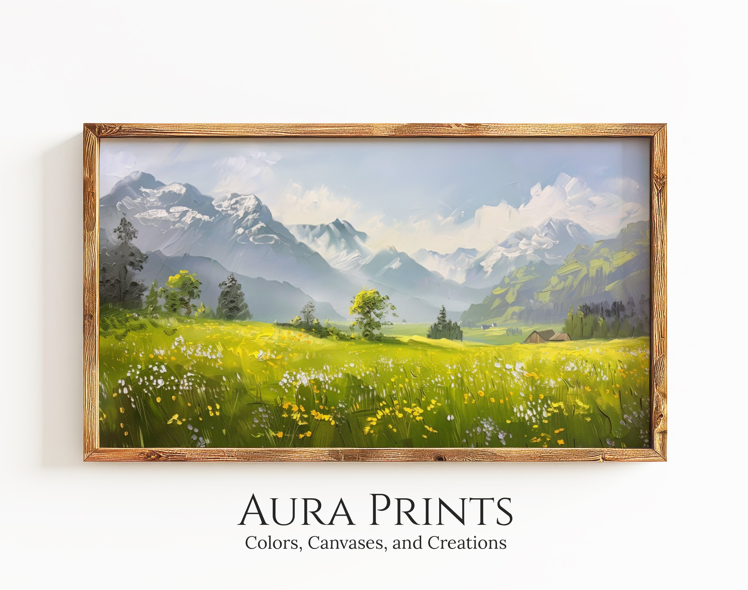 Swiss Alps Grassfield and Mountain Samsung Digital Wall Art Alpine ...