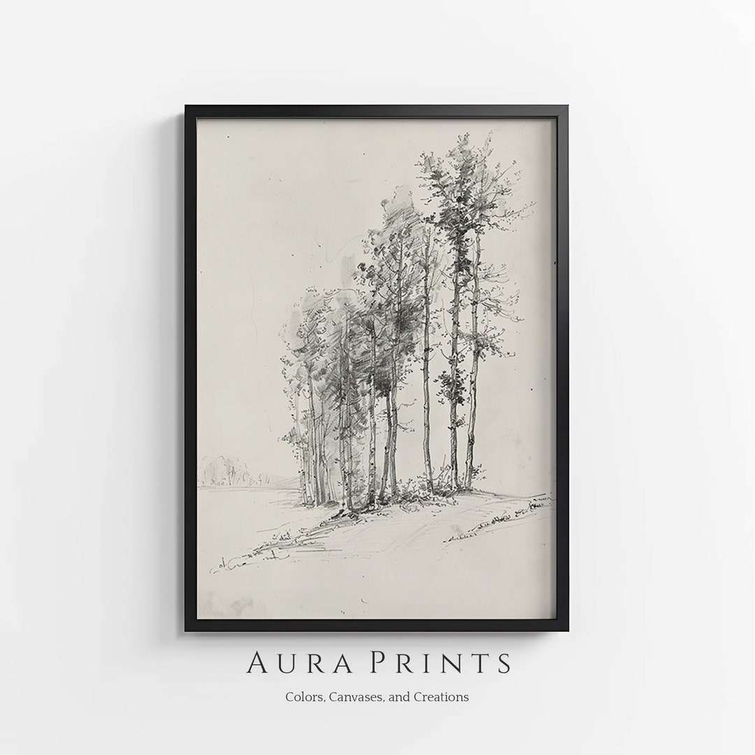 Forest Path Sketch | Neutral Drawing | Vintage Wall Art | PRINTABLE ...