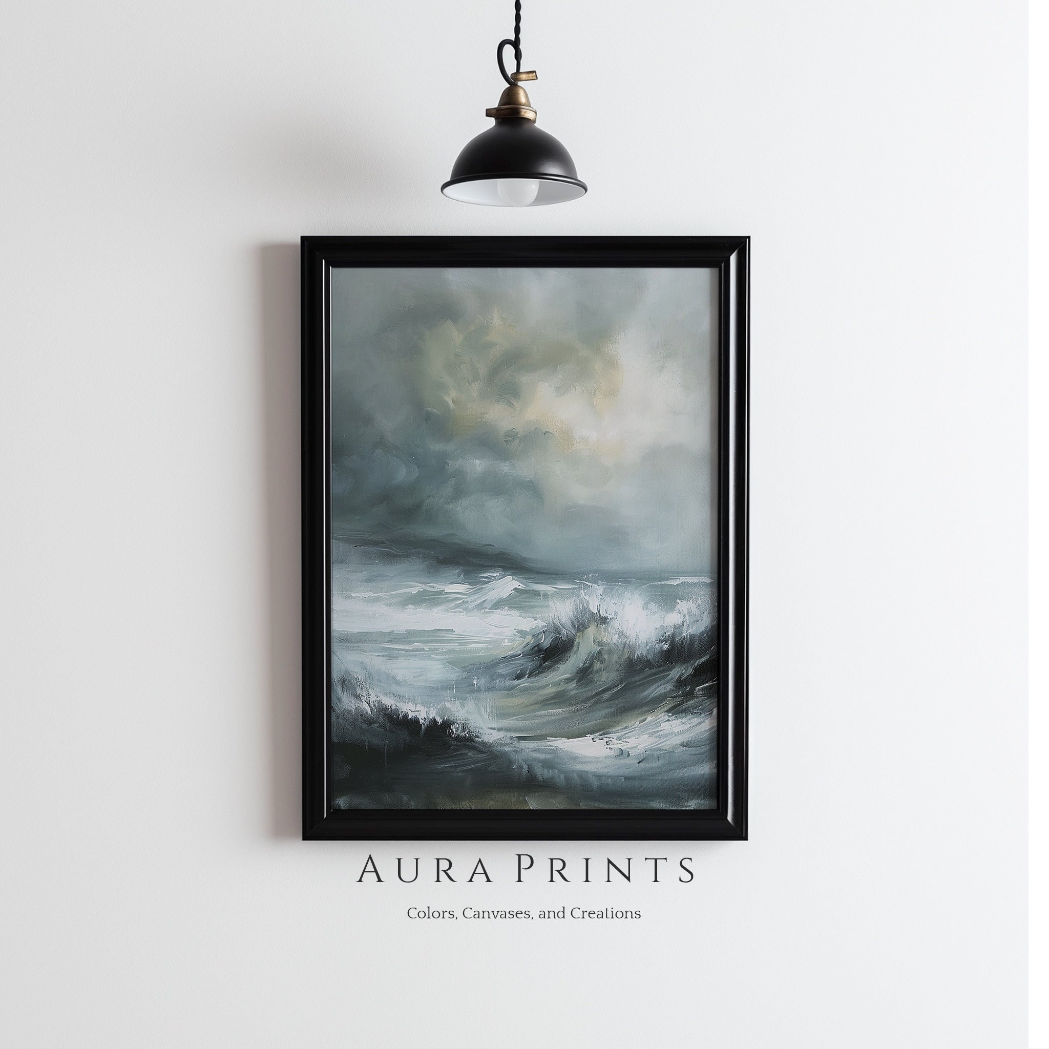 Stormy Ocean Waves PRINTABLE Digital Wall Art Vintage Seascape for ...