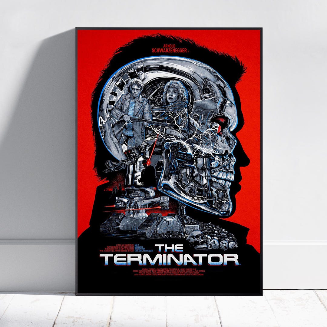 The Terminator Poster, Arnold Schwarzenegger Wall Art, Rolled Canvas ...