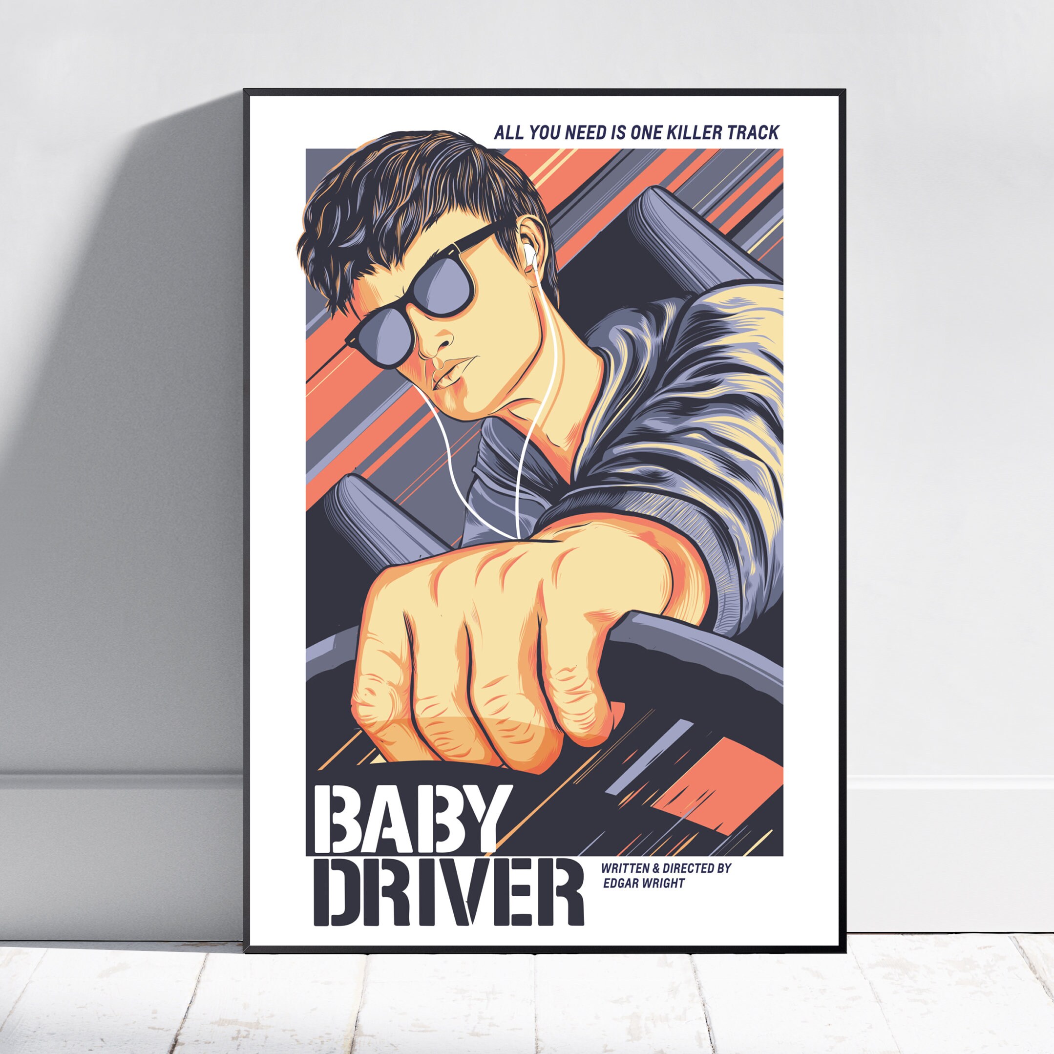 Baby Driver Poster, Ansel Elgort Wall Art, Fine Art Print, Movie Poster ...