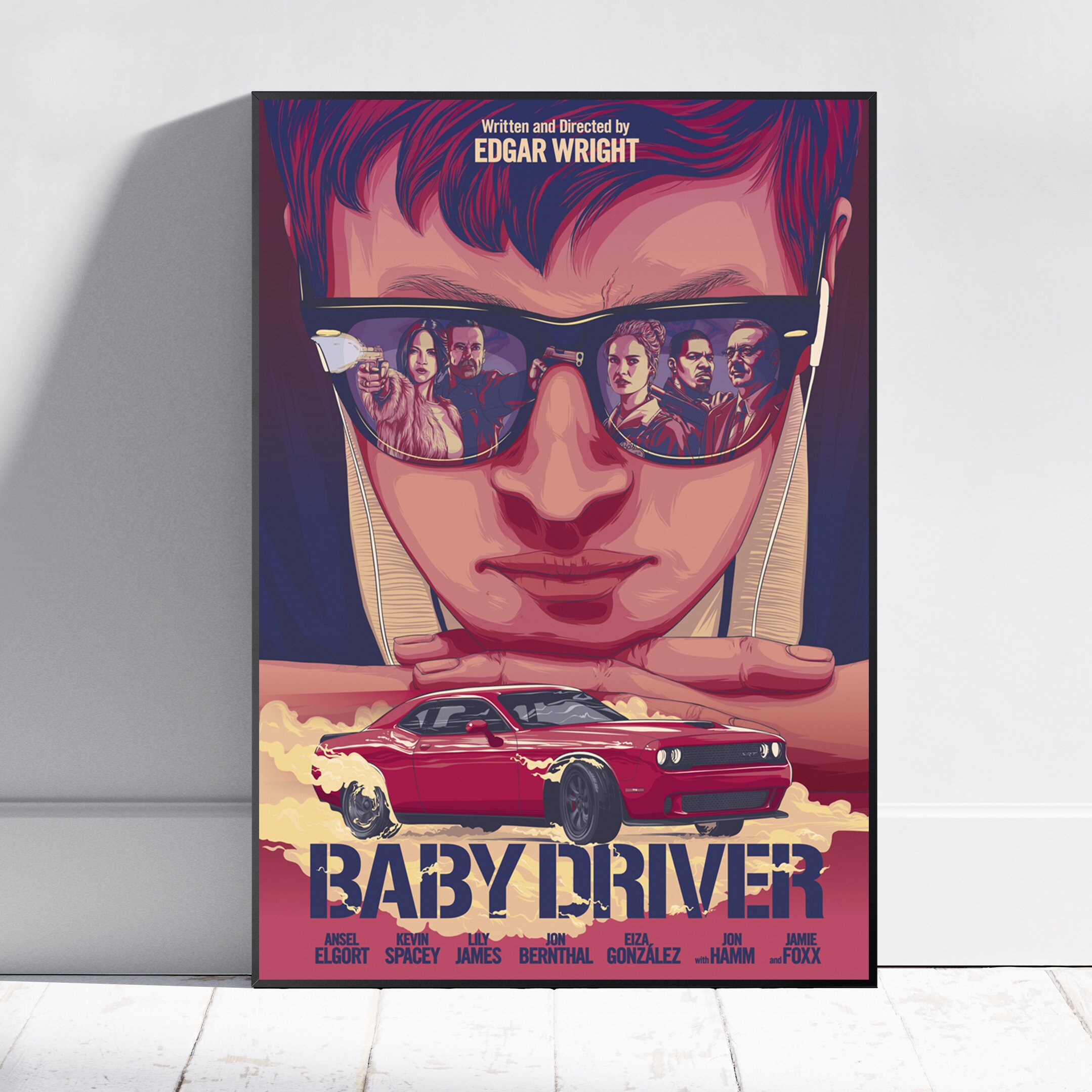 Baby Driver Poster, Ansel Elgort Wall Art, Fine Art Print, Movie Poster ...