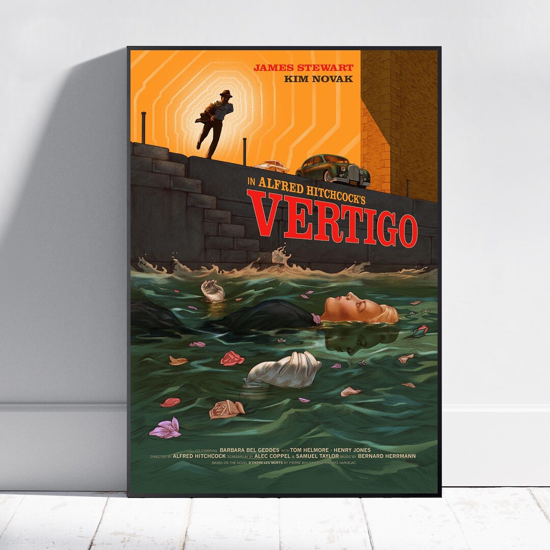 Vertigo Poster, James Stewart Wall Art, Rolled Canvas Print, Movie ...