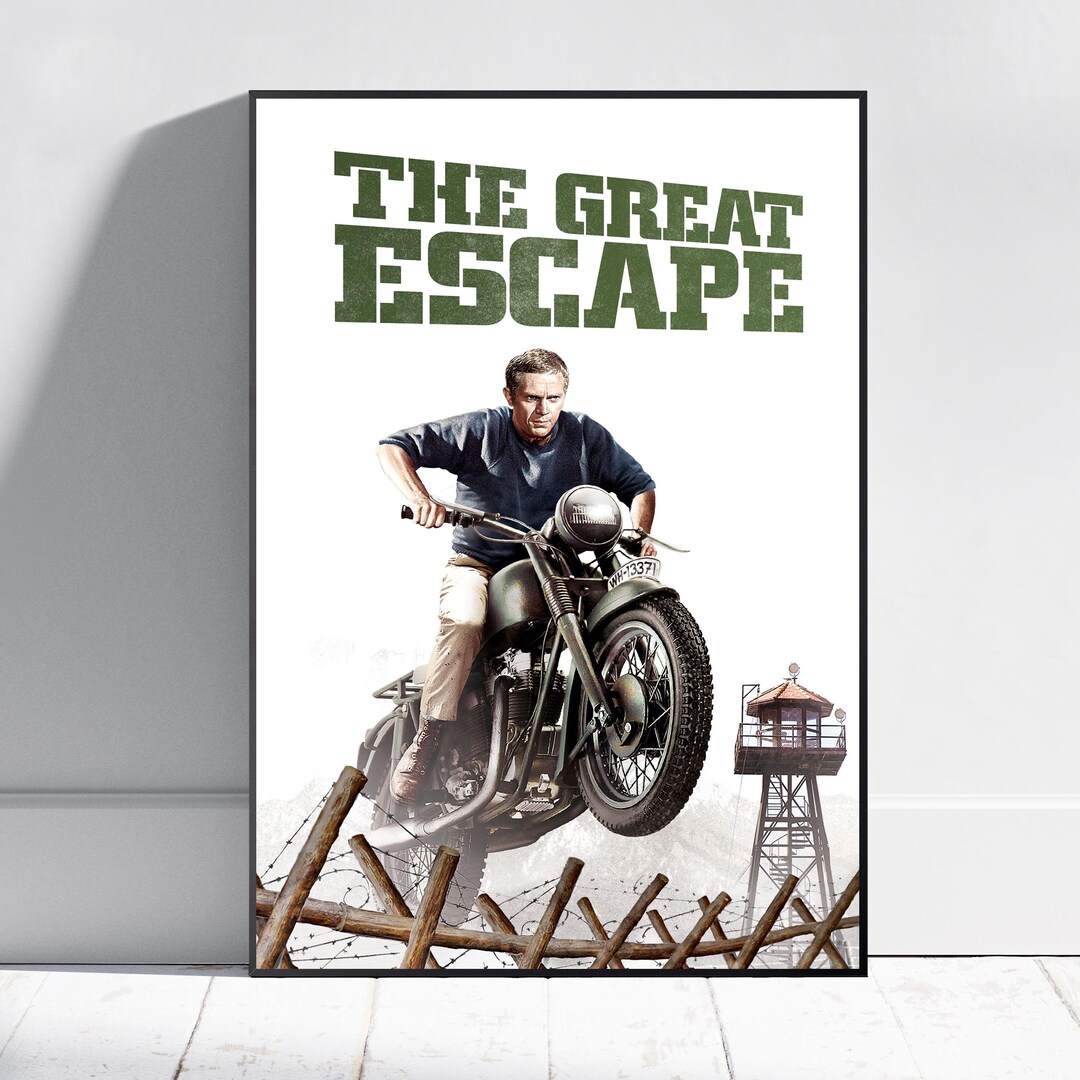 The Great Escape Poster, Steve Mcqueen Wall Art, Rolled Canvas Print ...