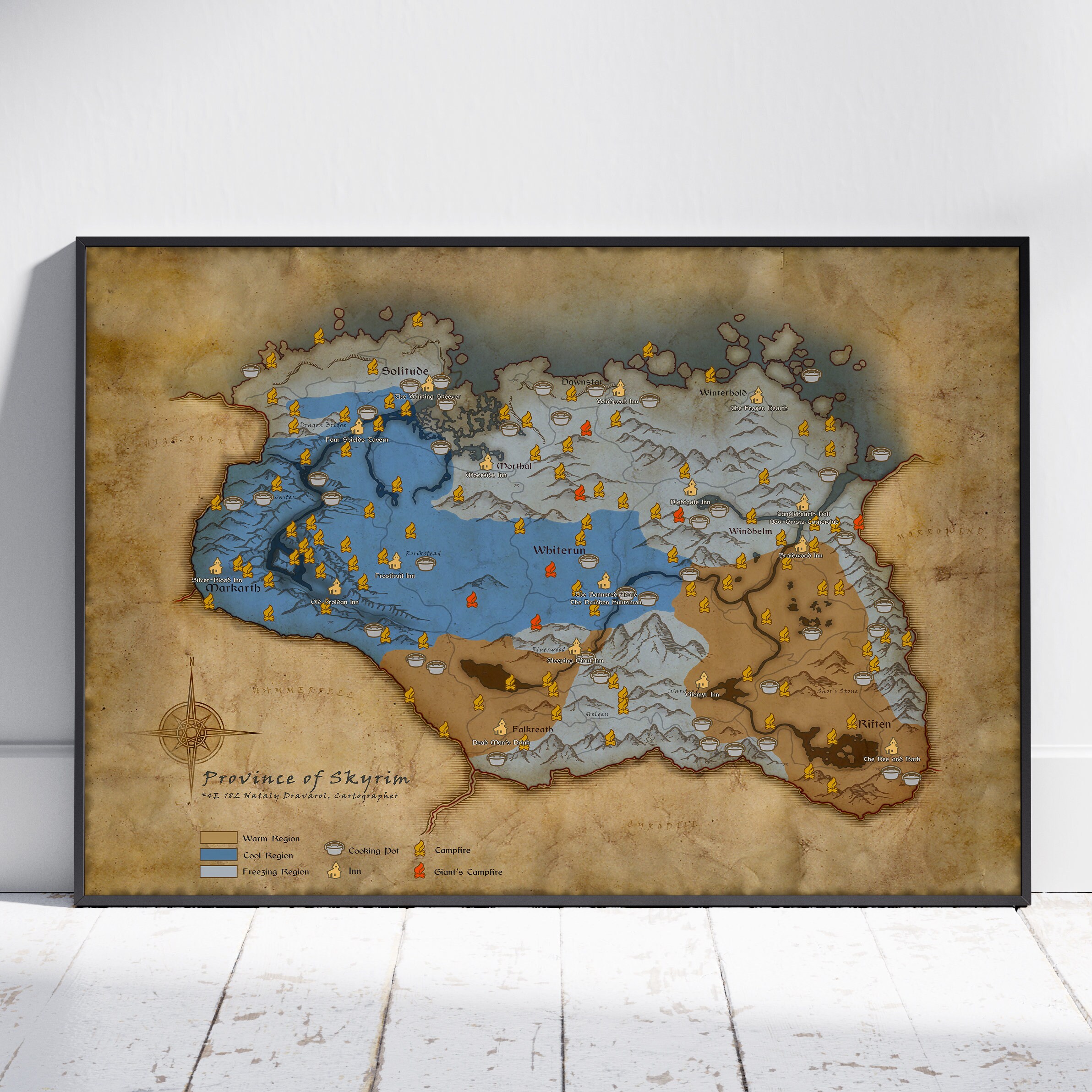The Elder Scrolls V Map of Tamriel Poster, Province of Skyrim Wall Art ...